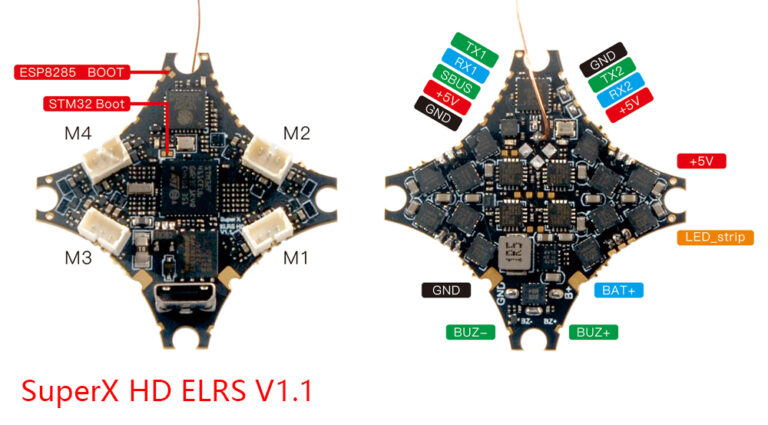 SuperX HD ELRS 1-2S AIO flight controlelr built-in 12A esc and UART elrs receiver for Digital ...